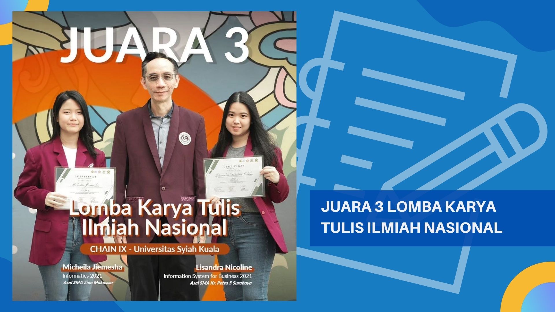 Juara 3 Lomba Karya Tulis Ilmiah Nasional - Informatika Universitas Ciputra